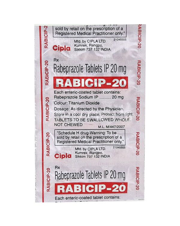 Rabicip 20mg Tablet 15 Tablets For Gastroesophageal Reflux, 59% OFF