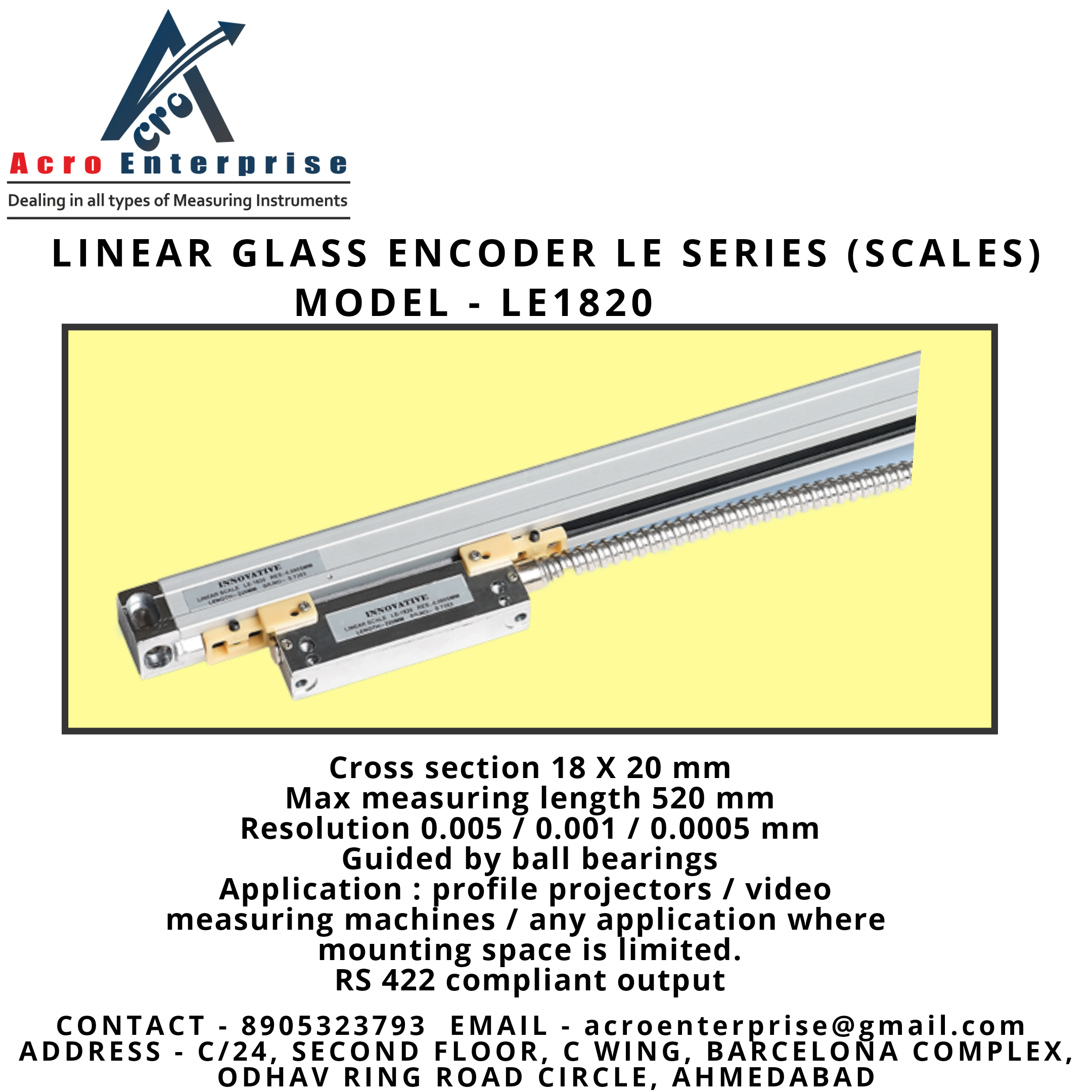 Linear Glass Encoder Scal | ACRO ENTERPRISE in Ahmedabad, India