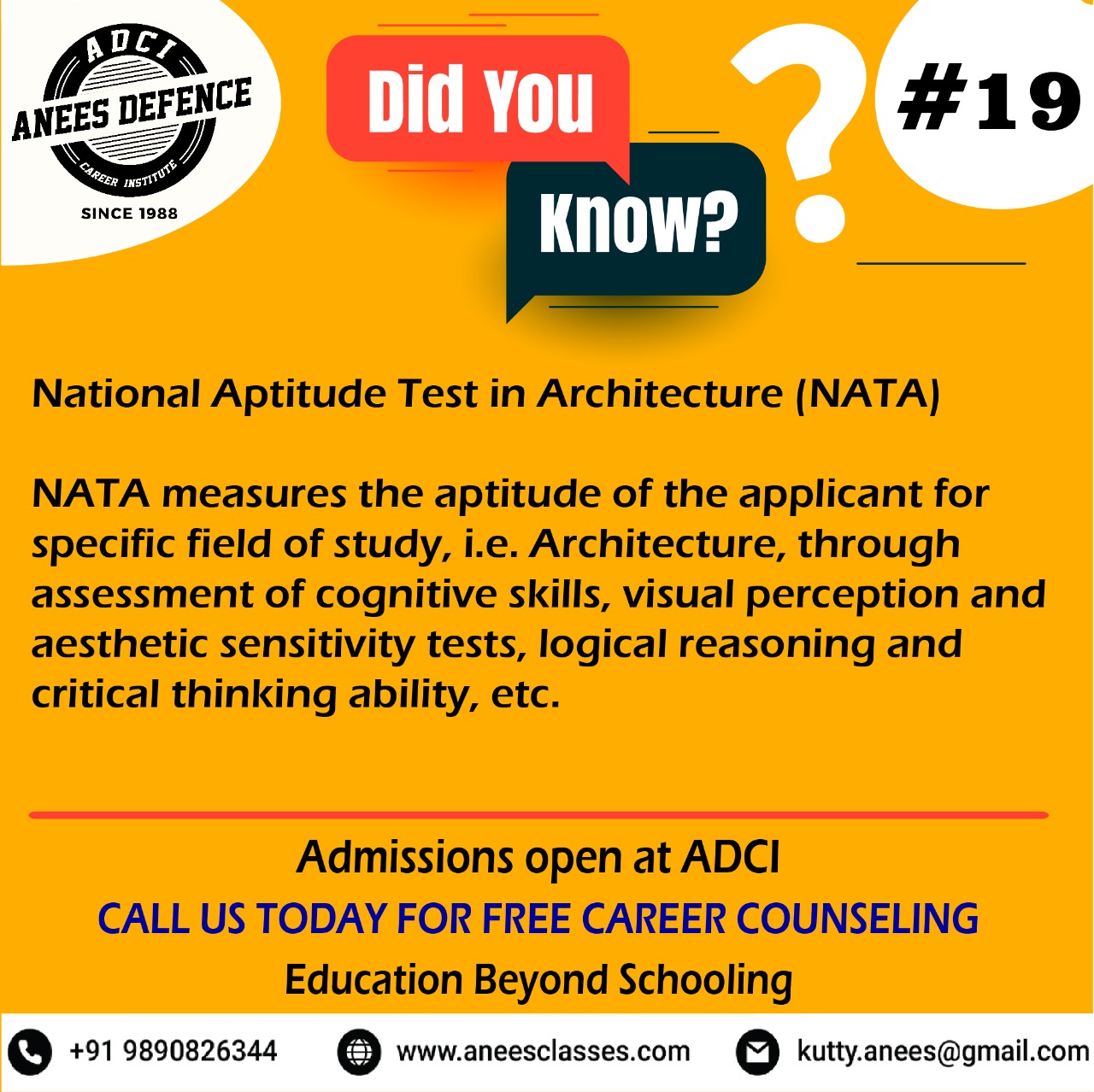 Forms open for National Aptitude Test in Arch | Anees Classes - Pune