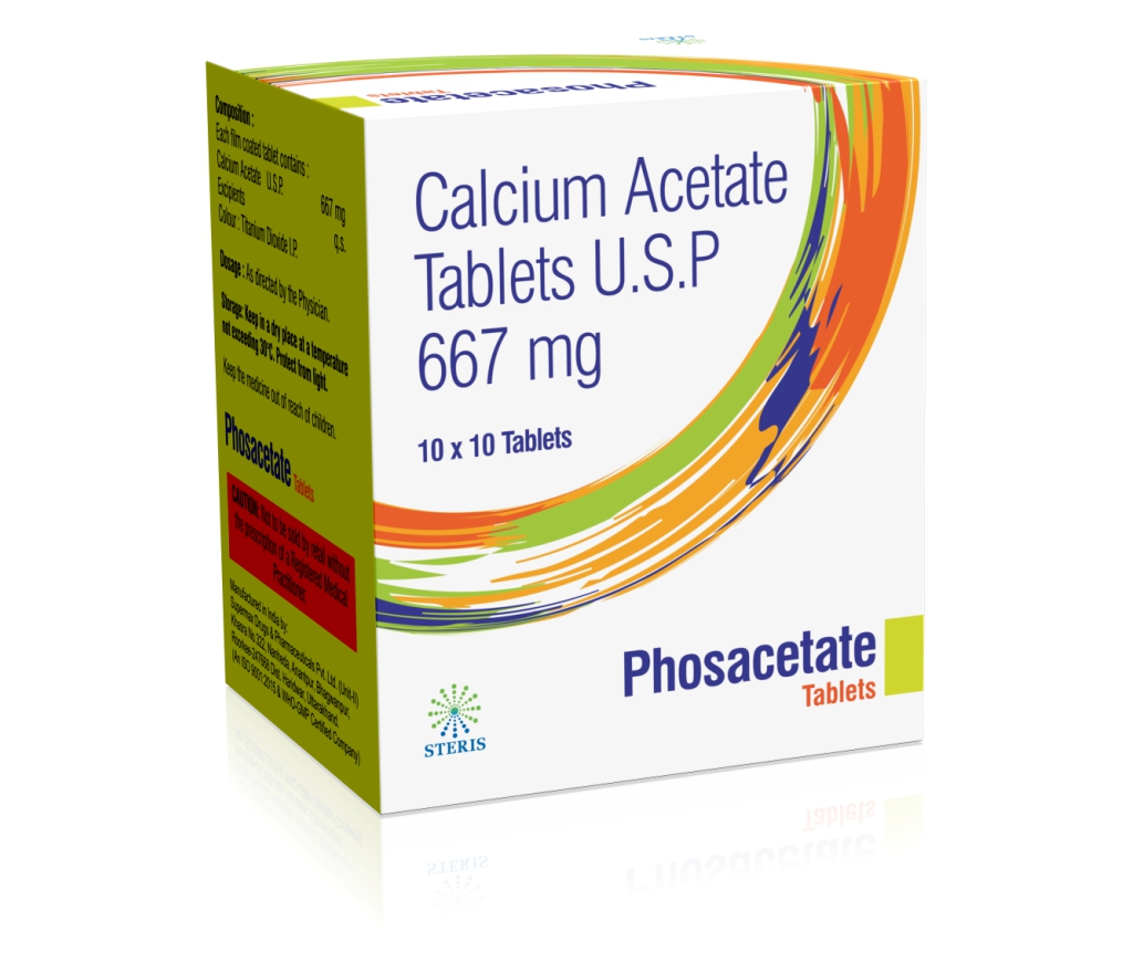 Calcium acetate 667 PHOSACETATE is a medicat | Steris Healthcare PVT Ltd