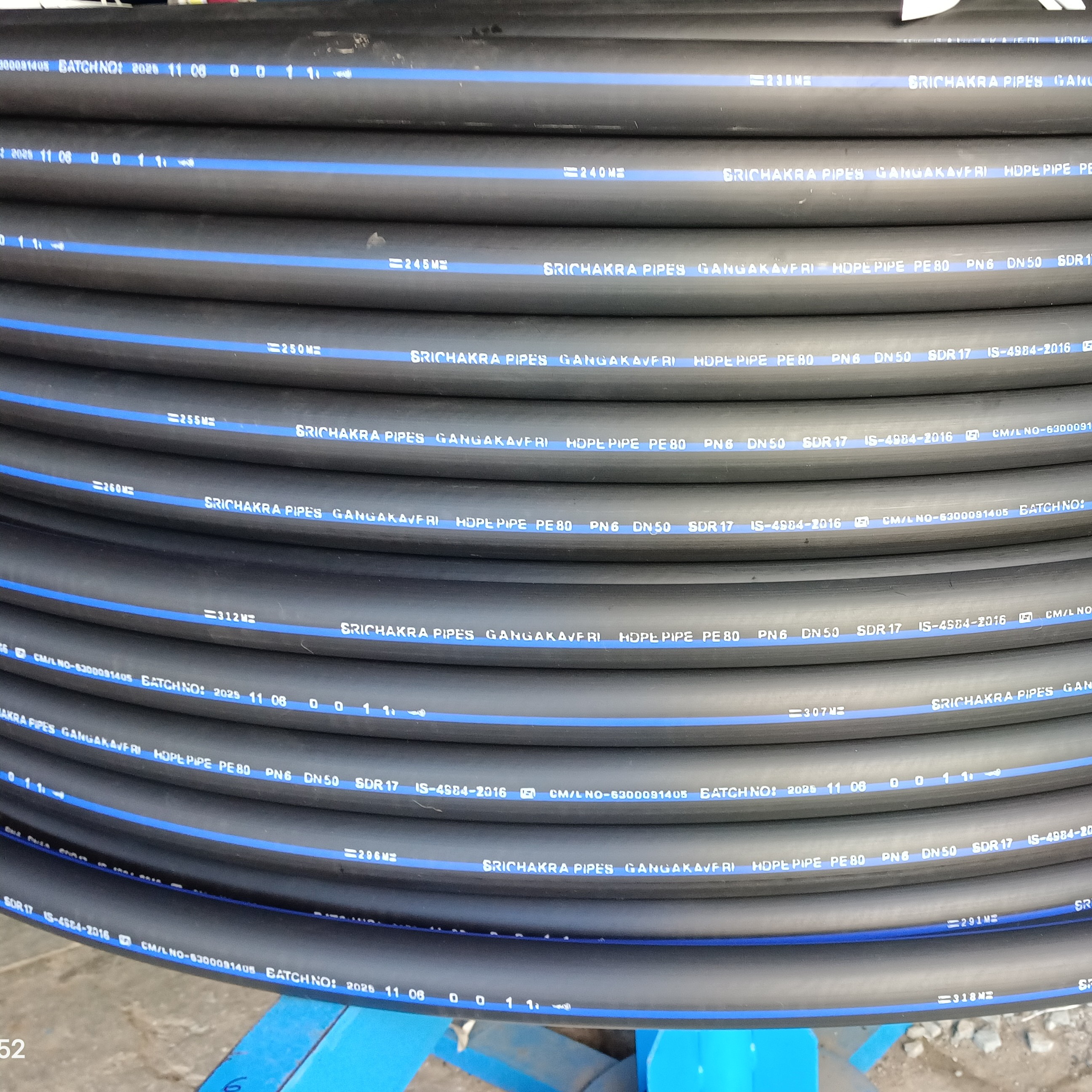 50mm Dia PE80 Grade material, 6kg/cm2 HDPE PIPES | Sri Chakra Pipes ...