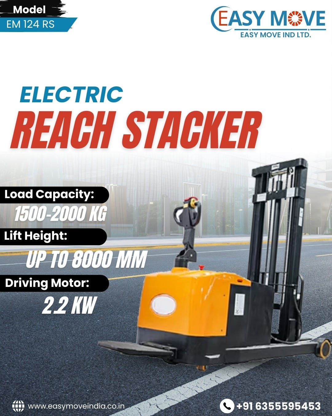 Electric Reach Stacker Manufacturer in India. | Stackers And Movers ...