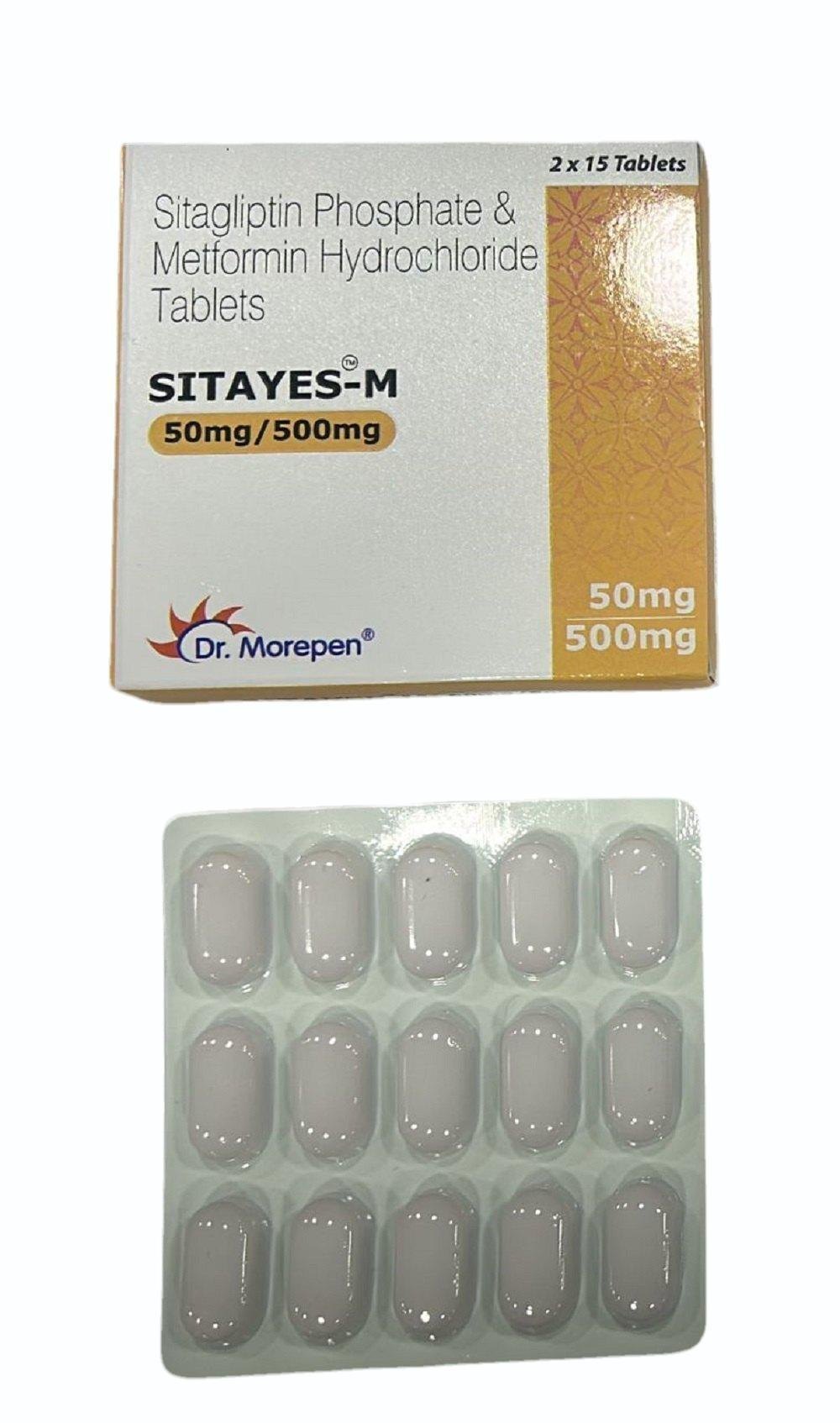 Sitagliptin Phosphate & Metformin Hydrochloride 50mg/500mg Tablets ...