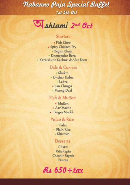 Don't miss the Durga Puja Special Buffet at nabanno. Today we have ...