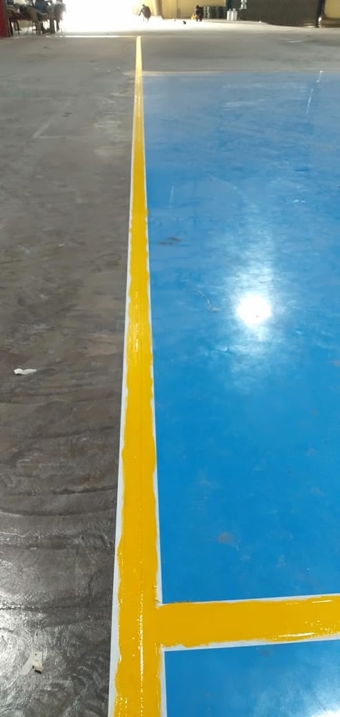 Yellow marking done on the epoxy flooring 4 inc... | K2P Industries ...