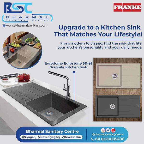 Eurodomo Eurostone 611-91 Graphite Kitchen Sink T | BHARMAL SANITARY CENTRE