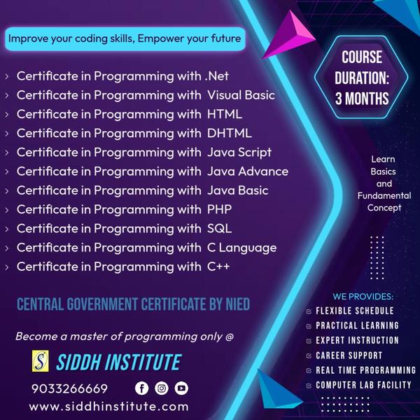 Improve your coding skills, Empower your future... | Siddh Institute - Anand